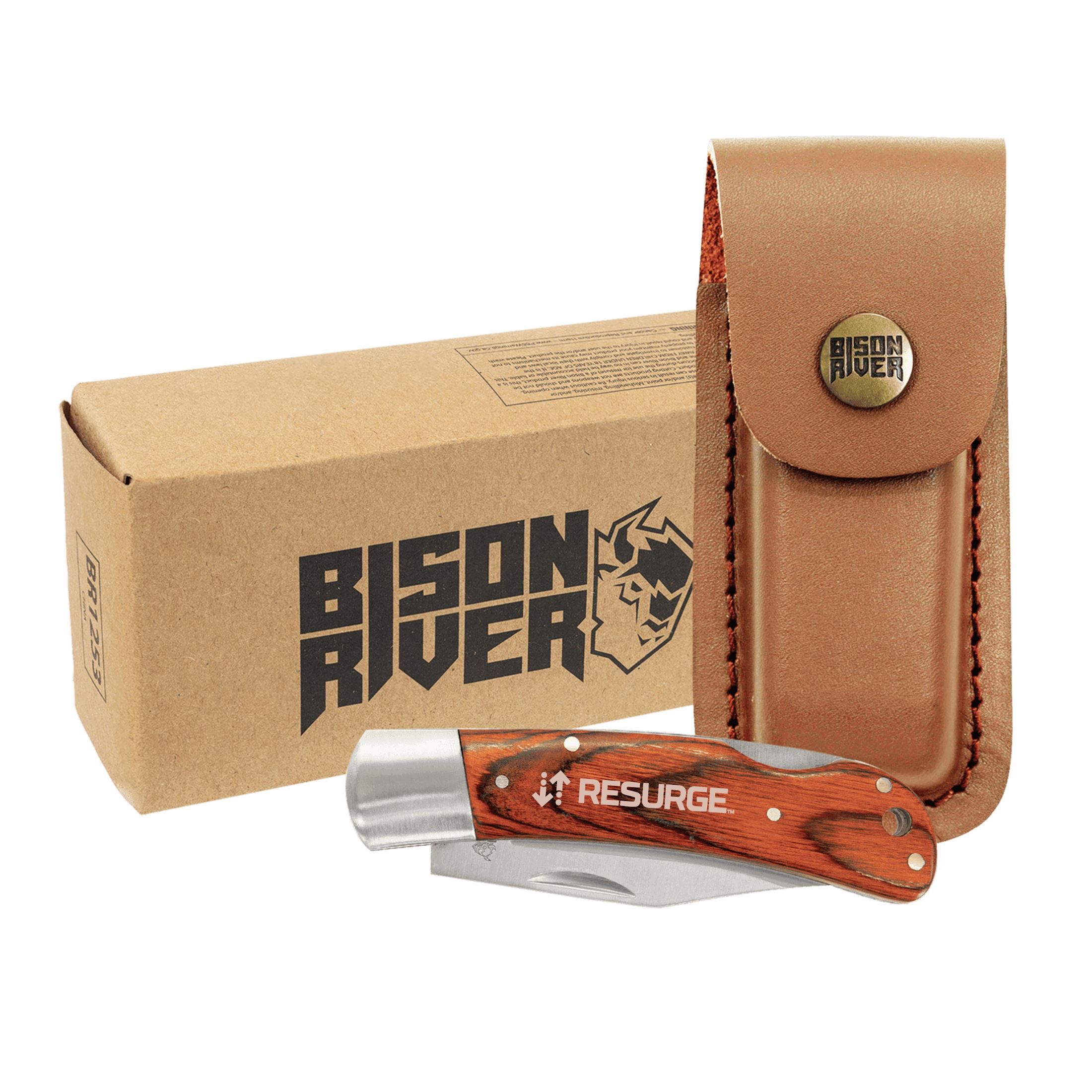 Bison River Custom Wood Folding Knife 2.6" Blade | Lazer Designs