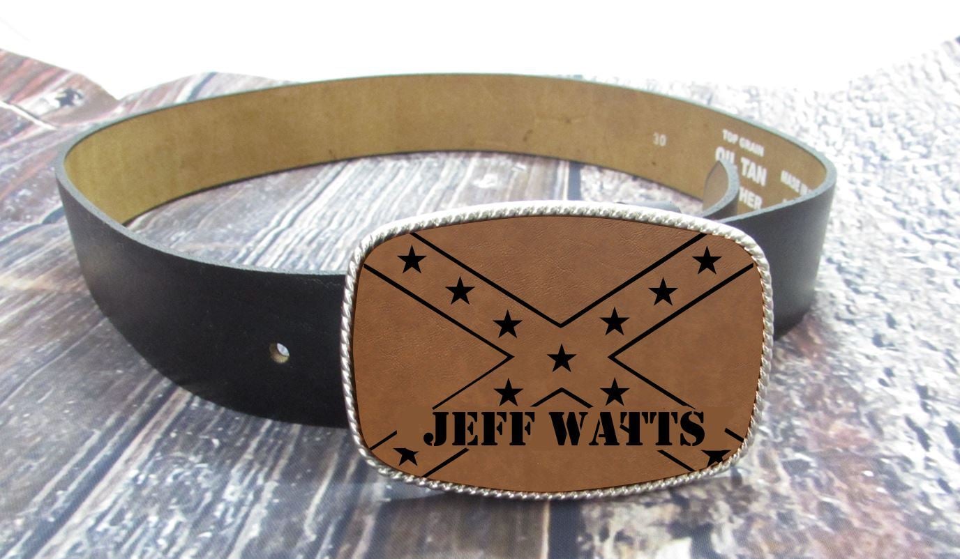 Leather Confederate Flag Belt REBEL CONFEDERATE FLAG BELT BUCKLE
