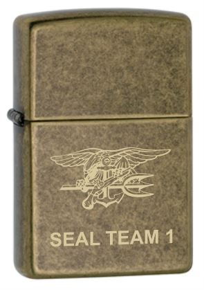 LTR201 Custom Vintage Style Zippo Lighter in Antique Brass | Lazer Designs